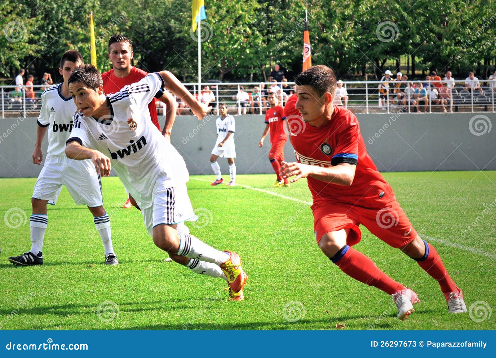 Players running for ball editorial stock photo. Image of hands - 26297673