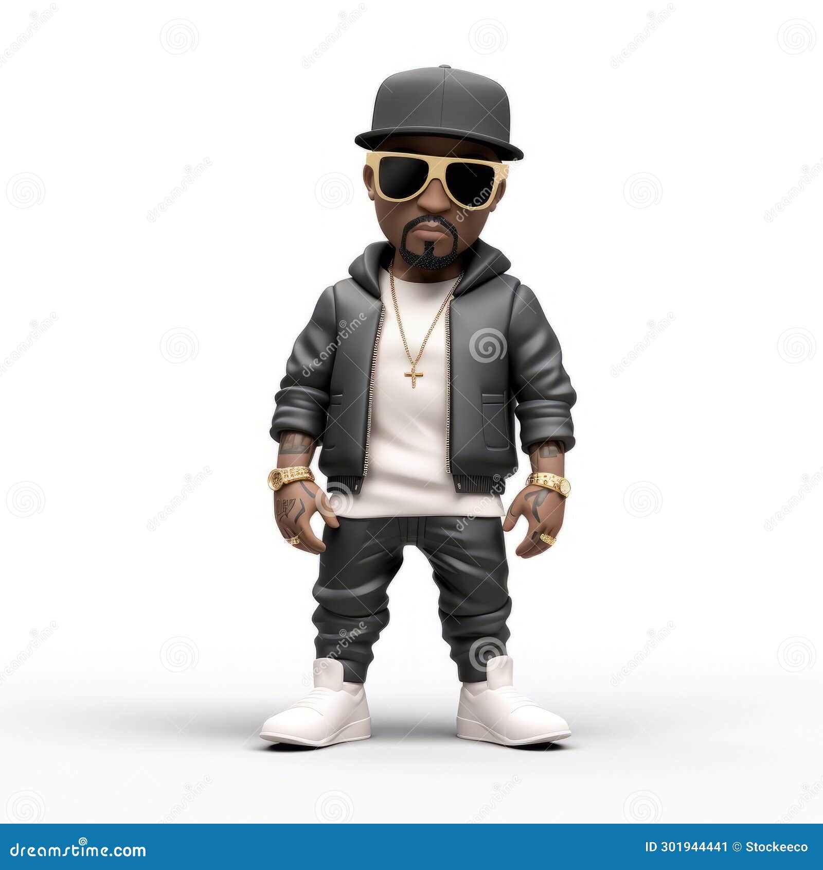 Playful 3d Model of a Rapper with Hip-hop Style Stock Illustration ...