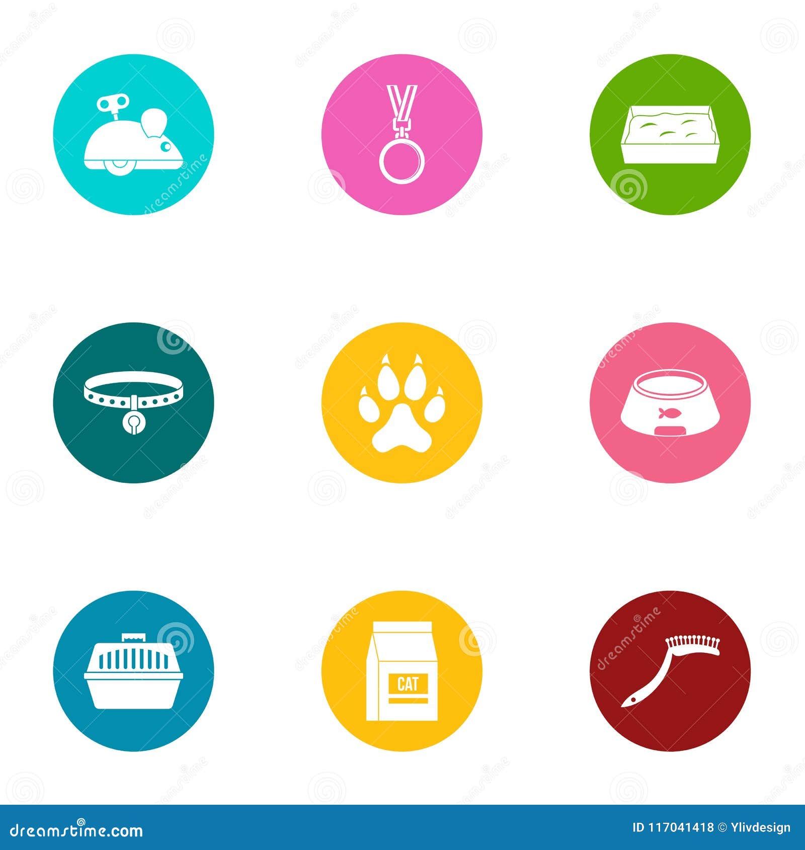 Playful Animal Icons Set, Flat Style Stock Vector - Illustration of ...