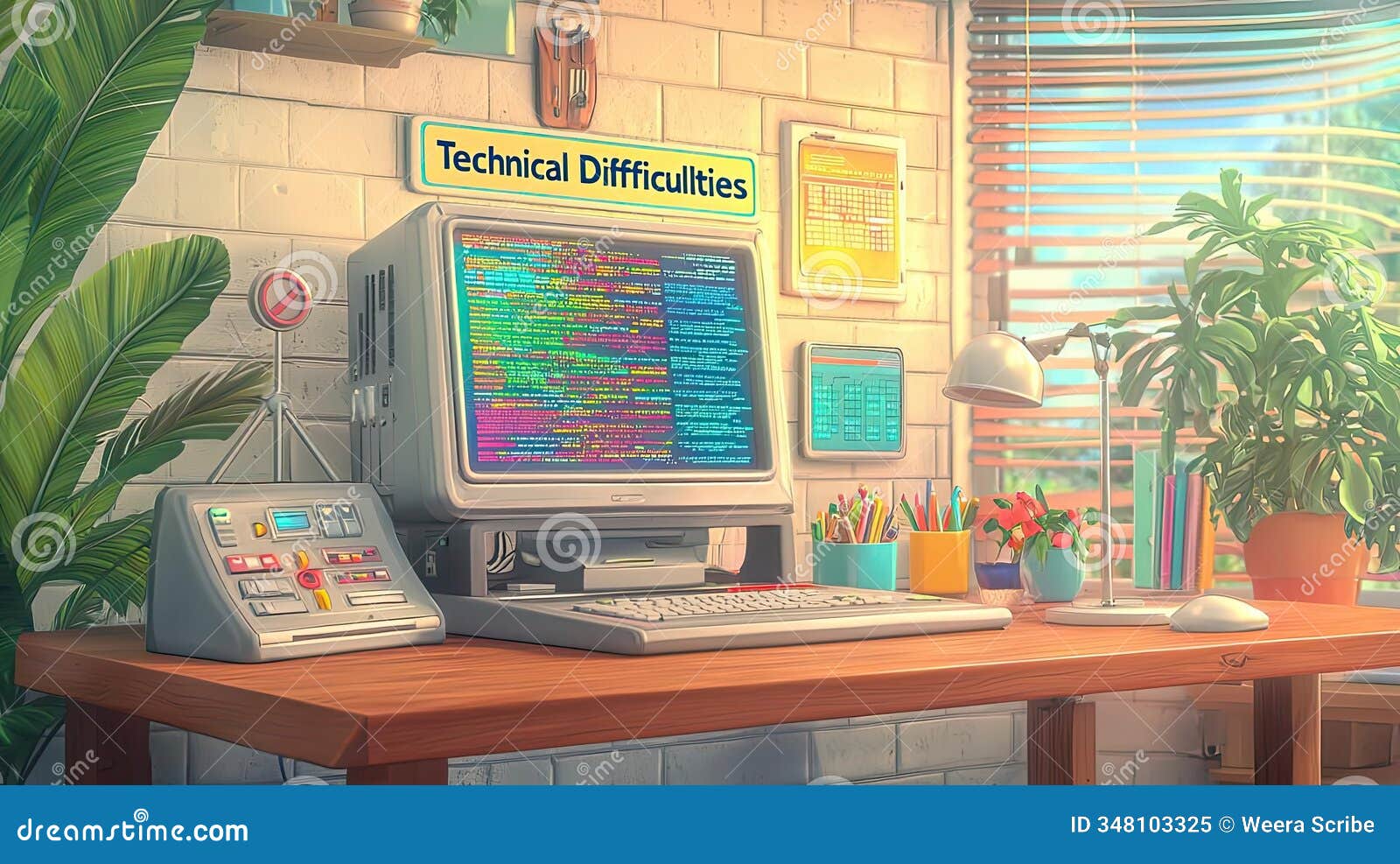 A Playful, Animated Technical Difficulties Screen with Cartoon-style ...