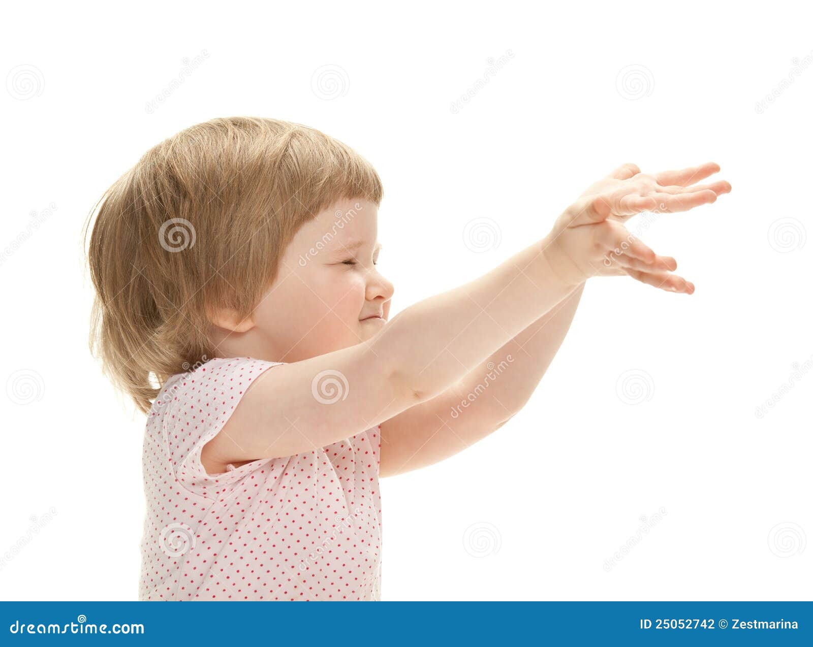 Playful Baby Reaching Hands Out Stock Photo - Image of enjoyment ...