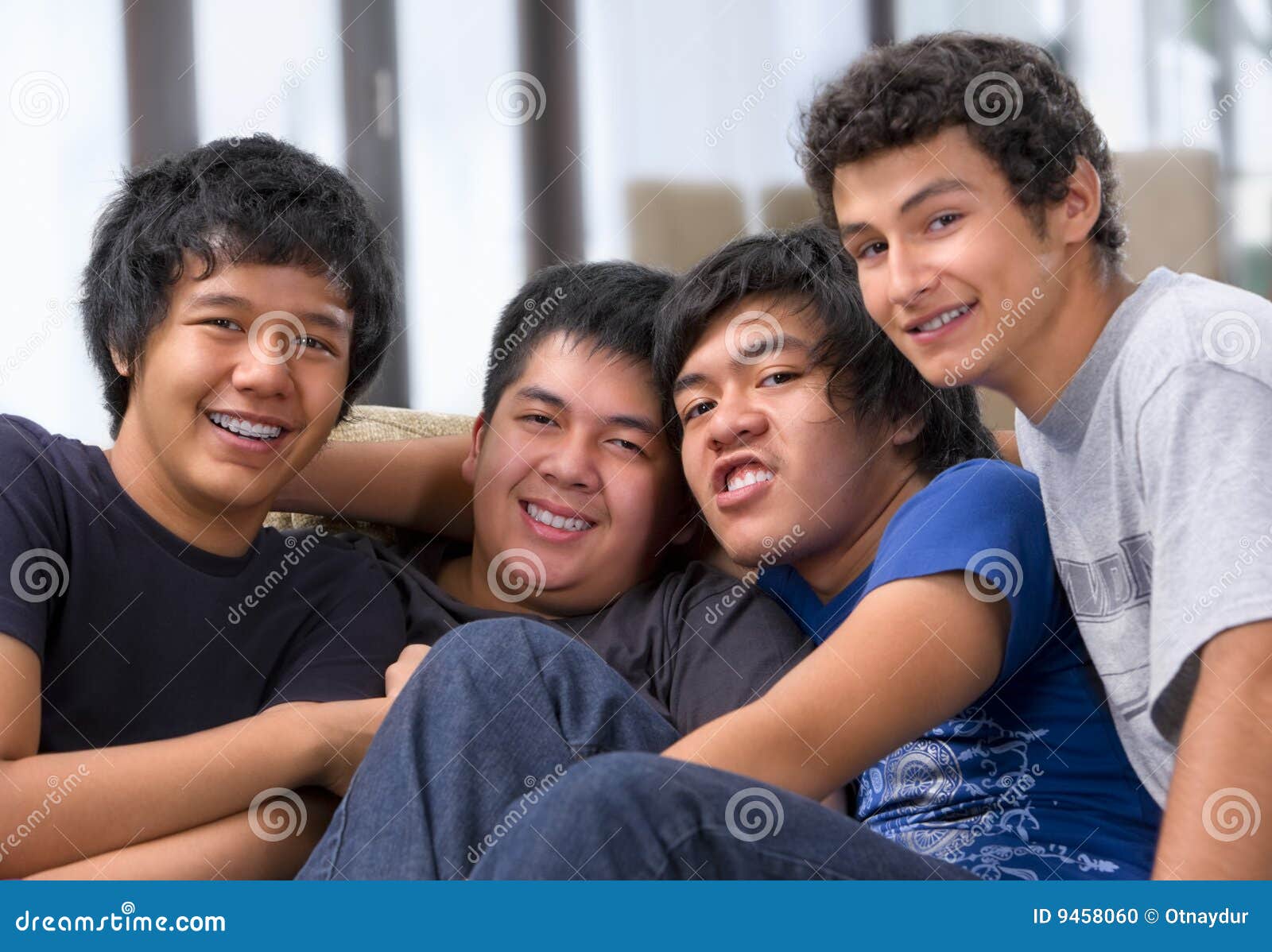 Playful Behaviour of Male Students Stock Photo - Image of mocking ...