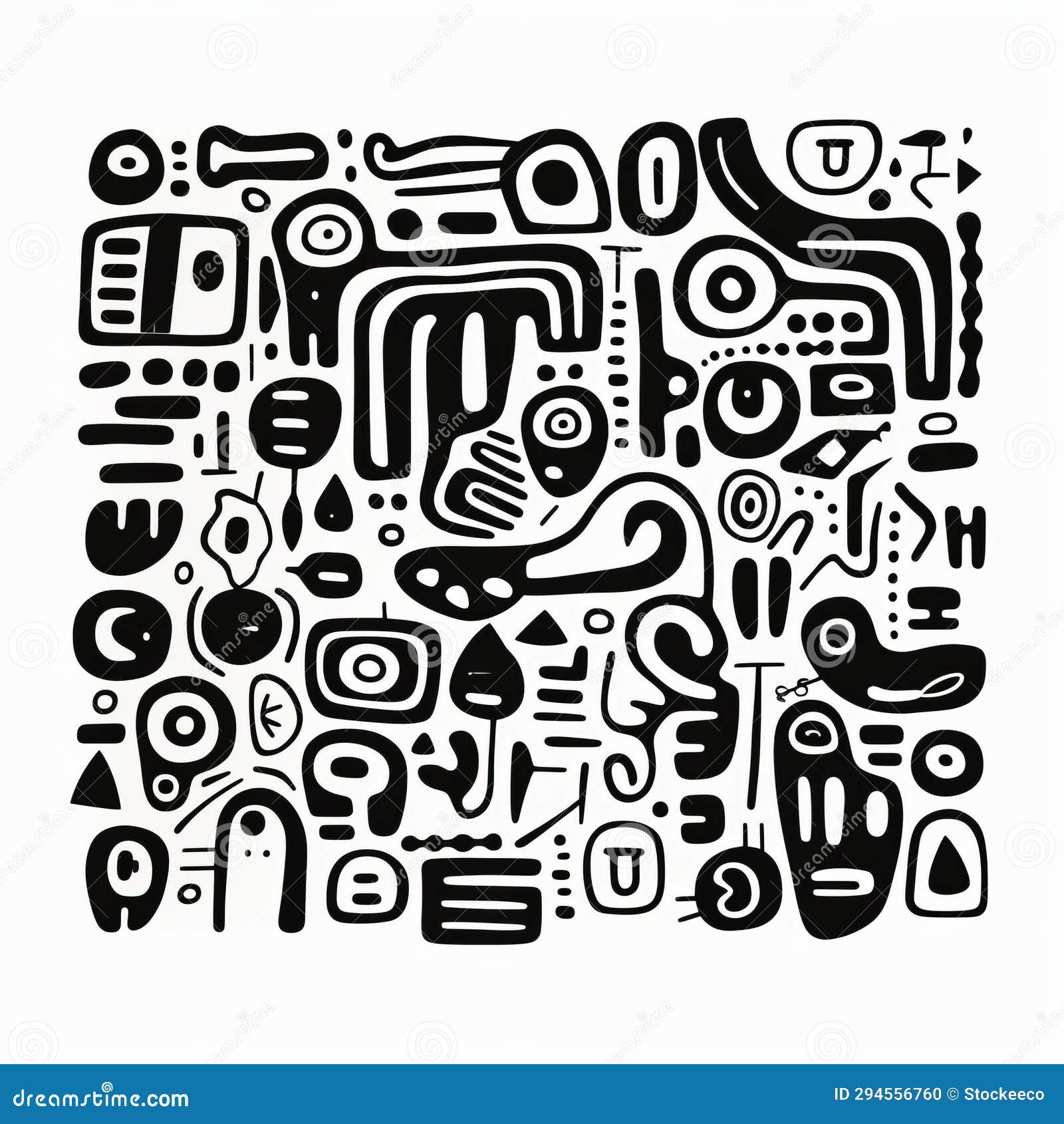 Playful Black and White Doodle Poster with Pre-columbian Art Elements ... Playful Black and White Doodle Poster with Pre-columbian Art Elements ...
