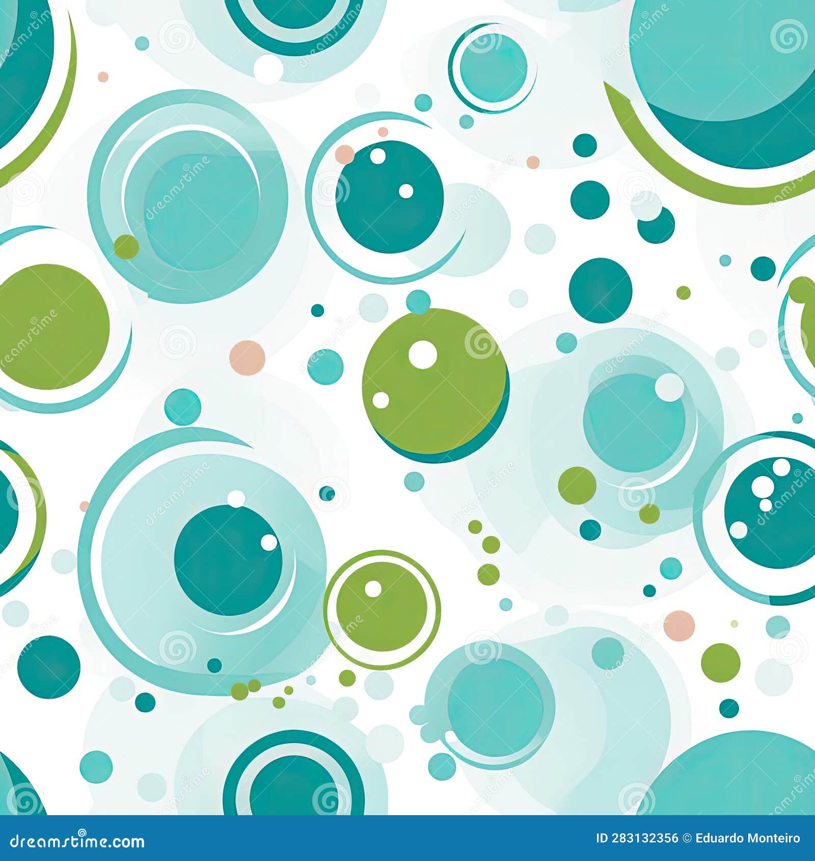 Playful Blue and Green Bubble Pattern on a White Tiled Background ...