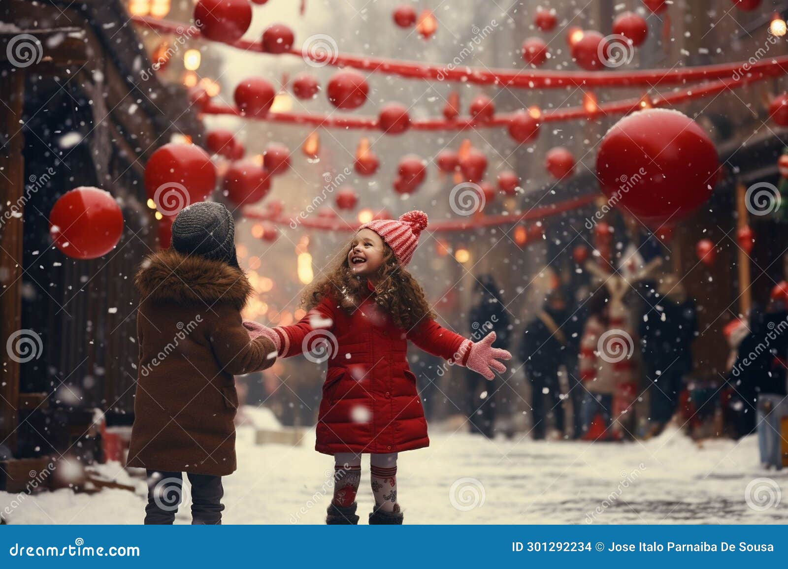 Playful Boxing Day Scenes with Children and Stock Illustration ...