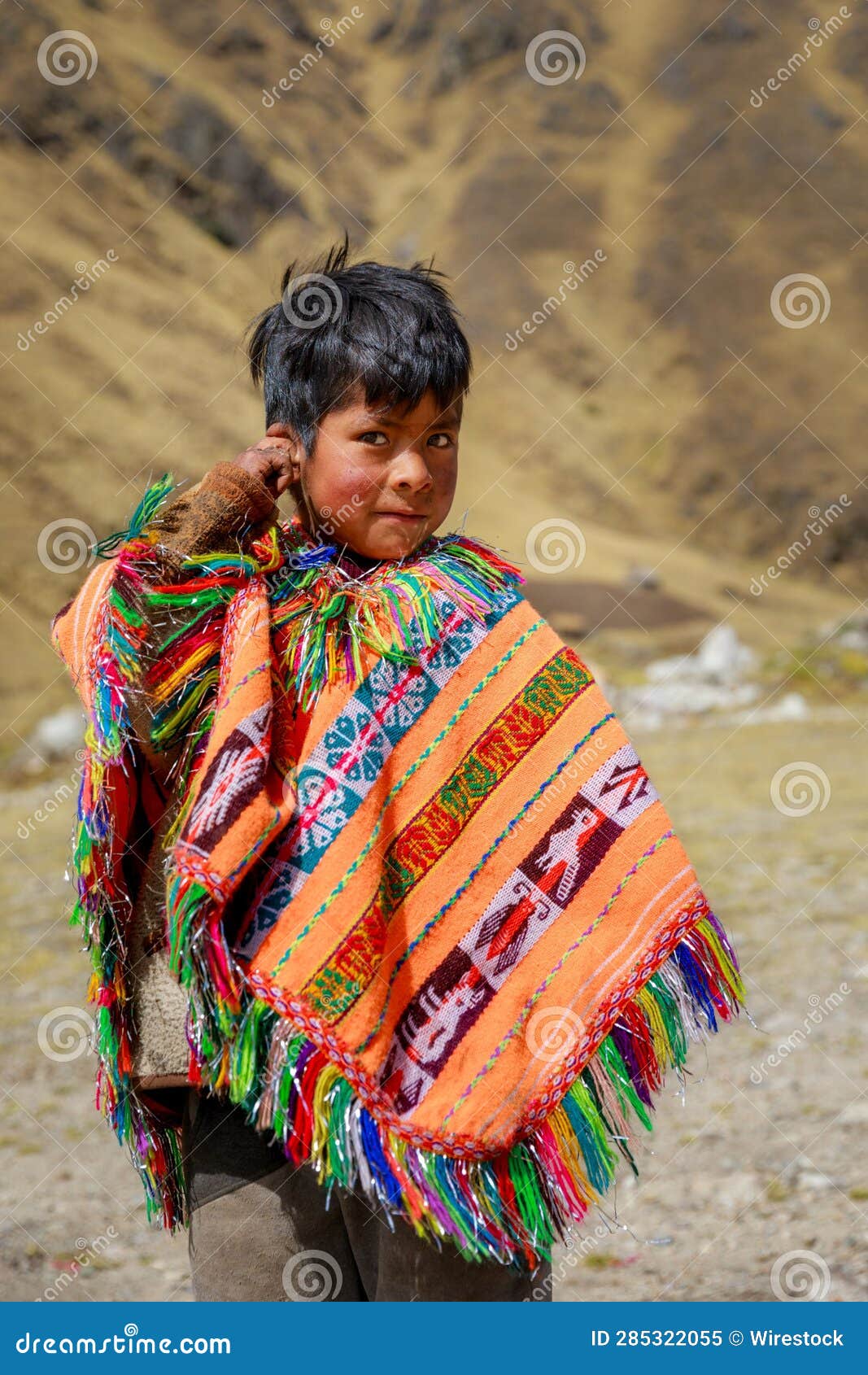 Playful Boy Wearing Traditional Peruvian Dress Editorial Image - Image ...