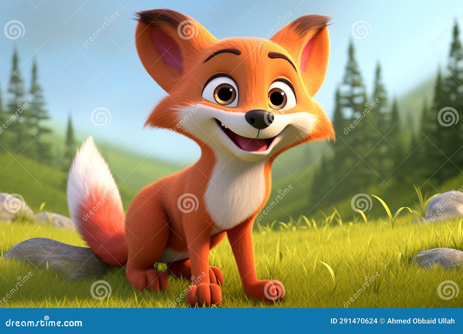 Playful Cartoon Fox 3D Fun for Kids Stock Illustration - Illustration ...