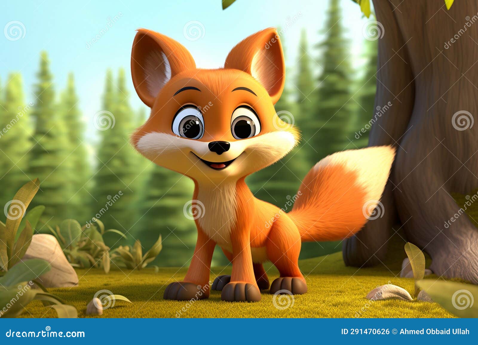 Playful Cartoon Fox 3D Fun for Kids Stock Illustration - Illustration ...