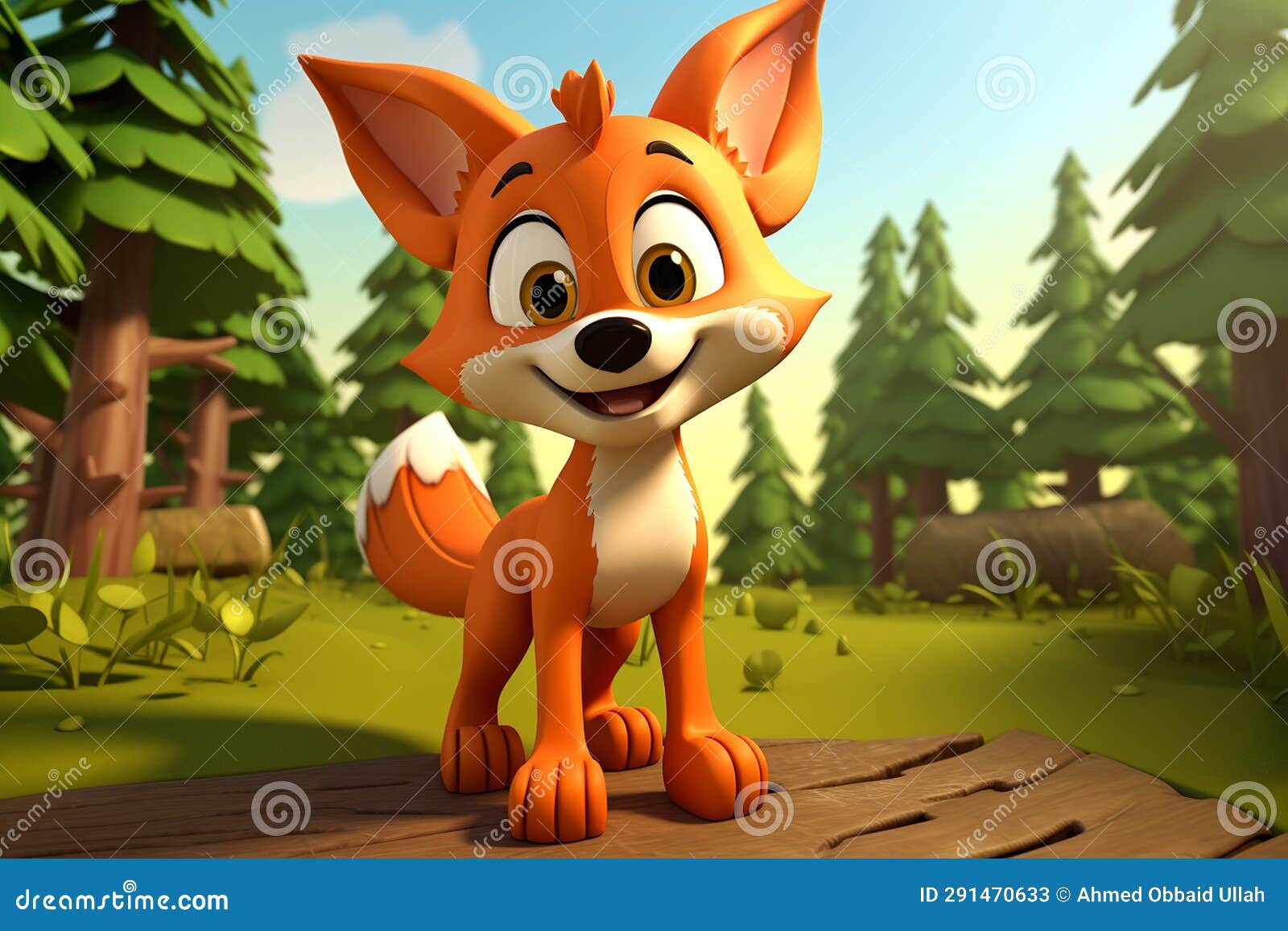 Playful Cartoon Fox 3D Fun for Kids Stock Illustration - Illustration ...