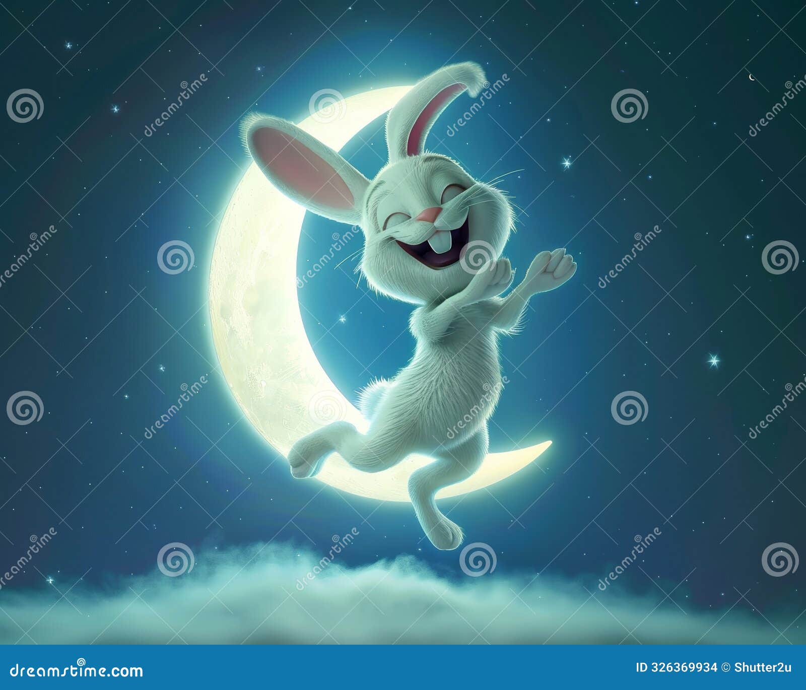 A Playful Cartoon Rabbit with Exaggerated Elasticity Bouncing Under the ...