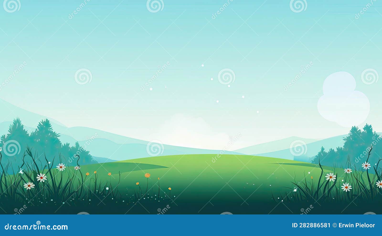 Playful Cartoon Scenery Graphic As Wallpaper Stock Illustration ...