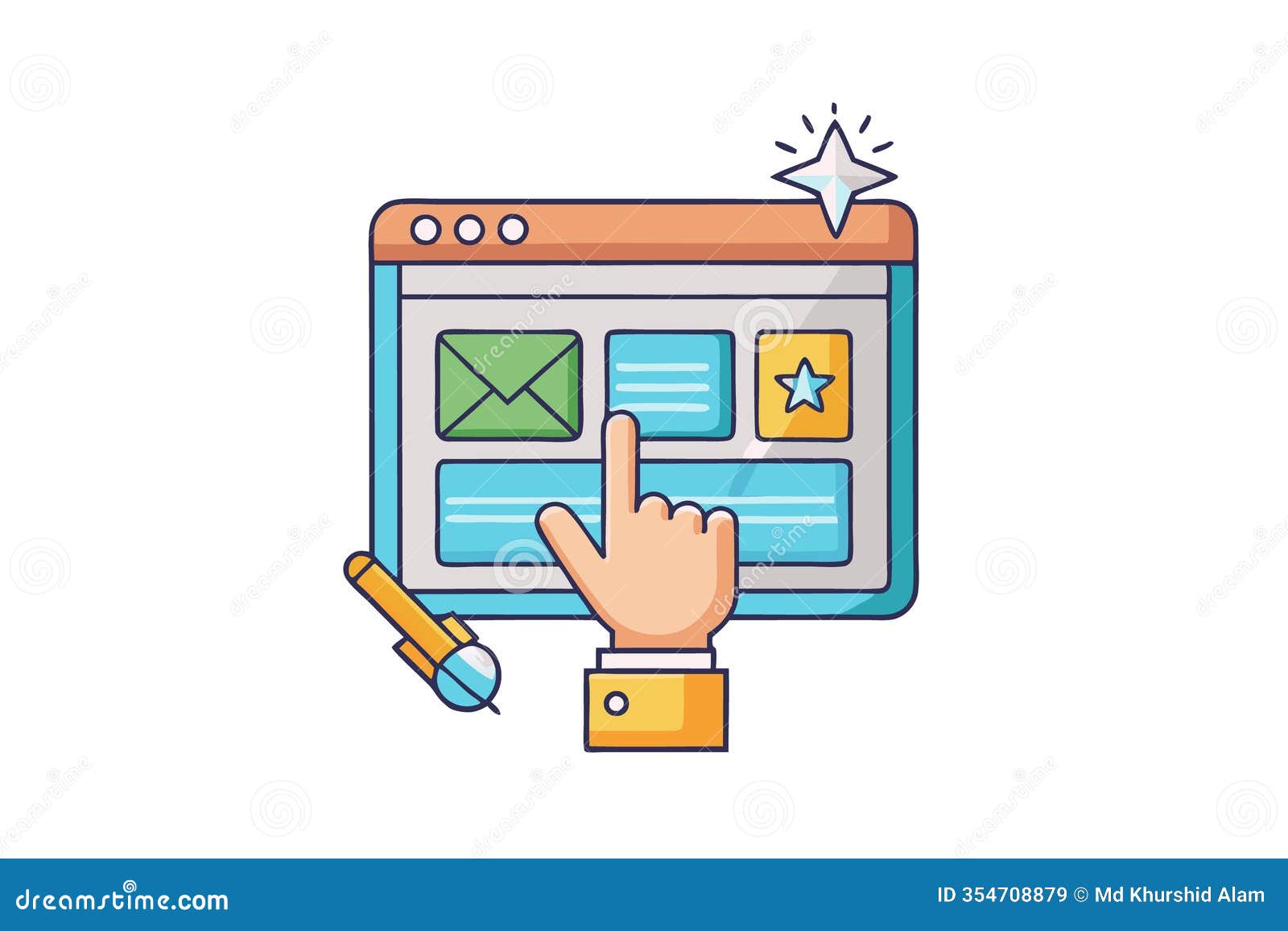 Playful Cartoon Web Interface Design with a Pointing Hand and ...