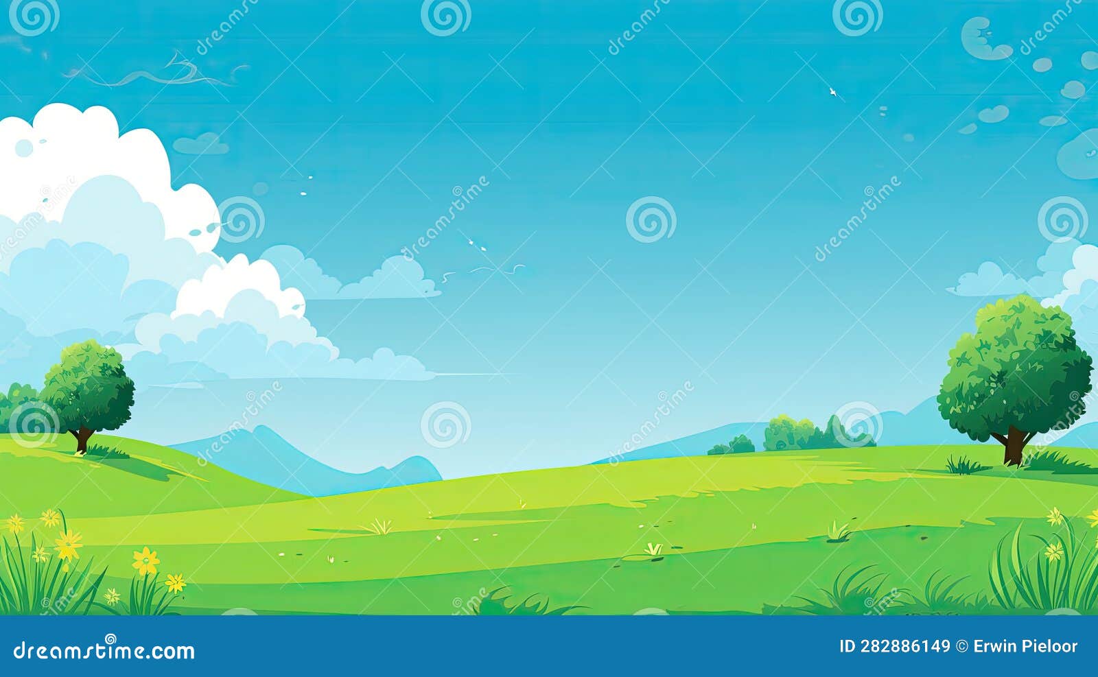 Playful Cartoonish Landscape Scene Stock Illustration - Illustration of ...