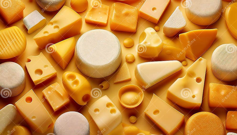 Playful Cheese Pattern with Abstract Forms and Textures in Bright ...