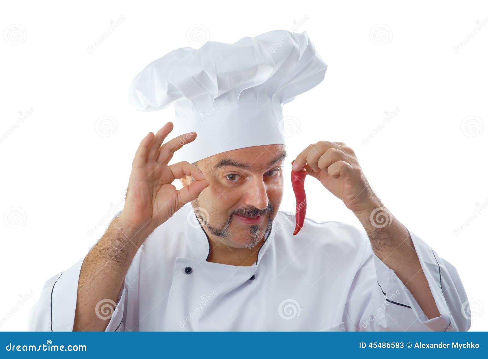Playful Chef with chili stock image. Image of adult, mediterranean ...