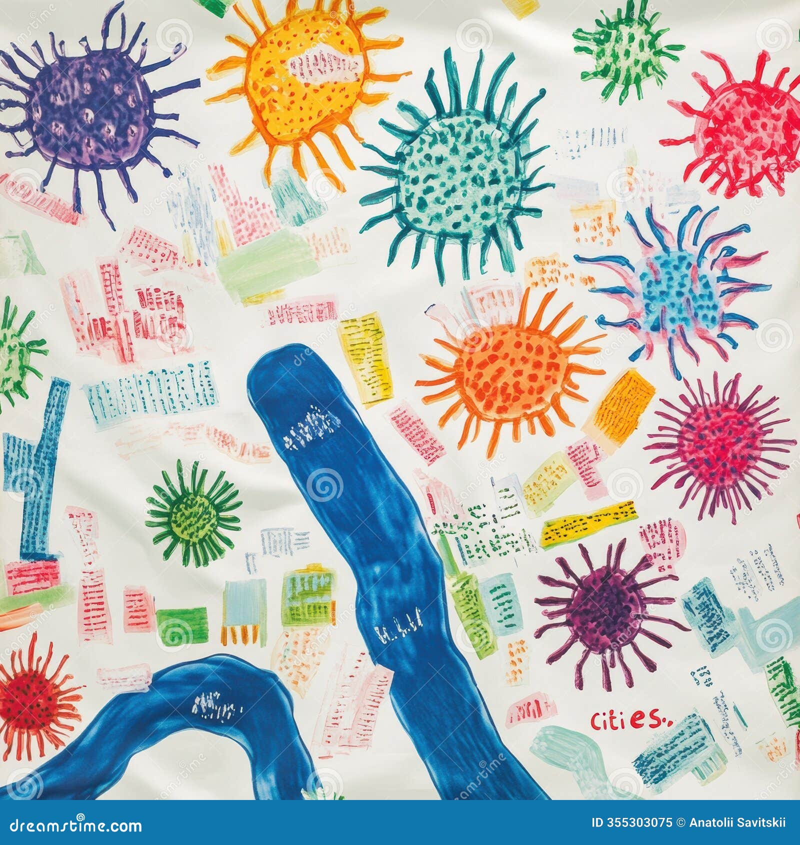 Playful and Colorful Map Featuring Bacteria Colonies Represented As ...