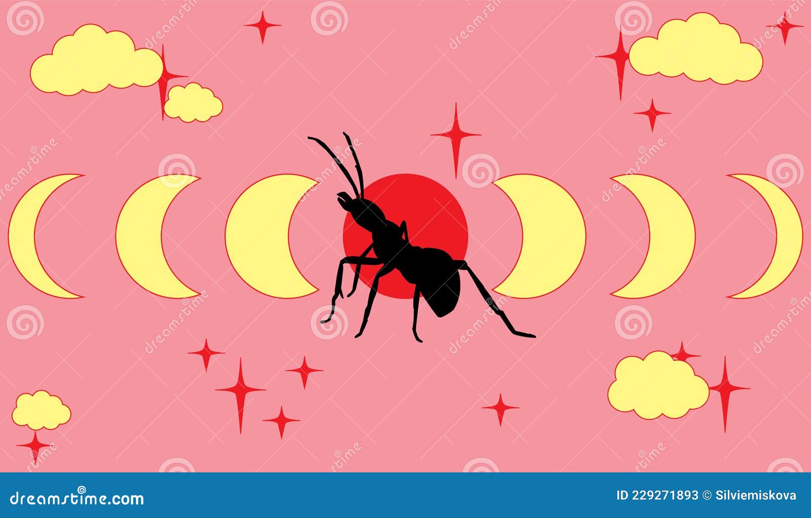 Playful Composition of Ant in the Sky. Background Flag Template. Stock ...