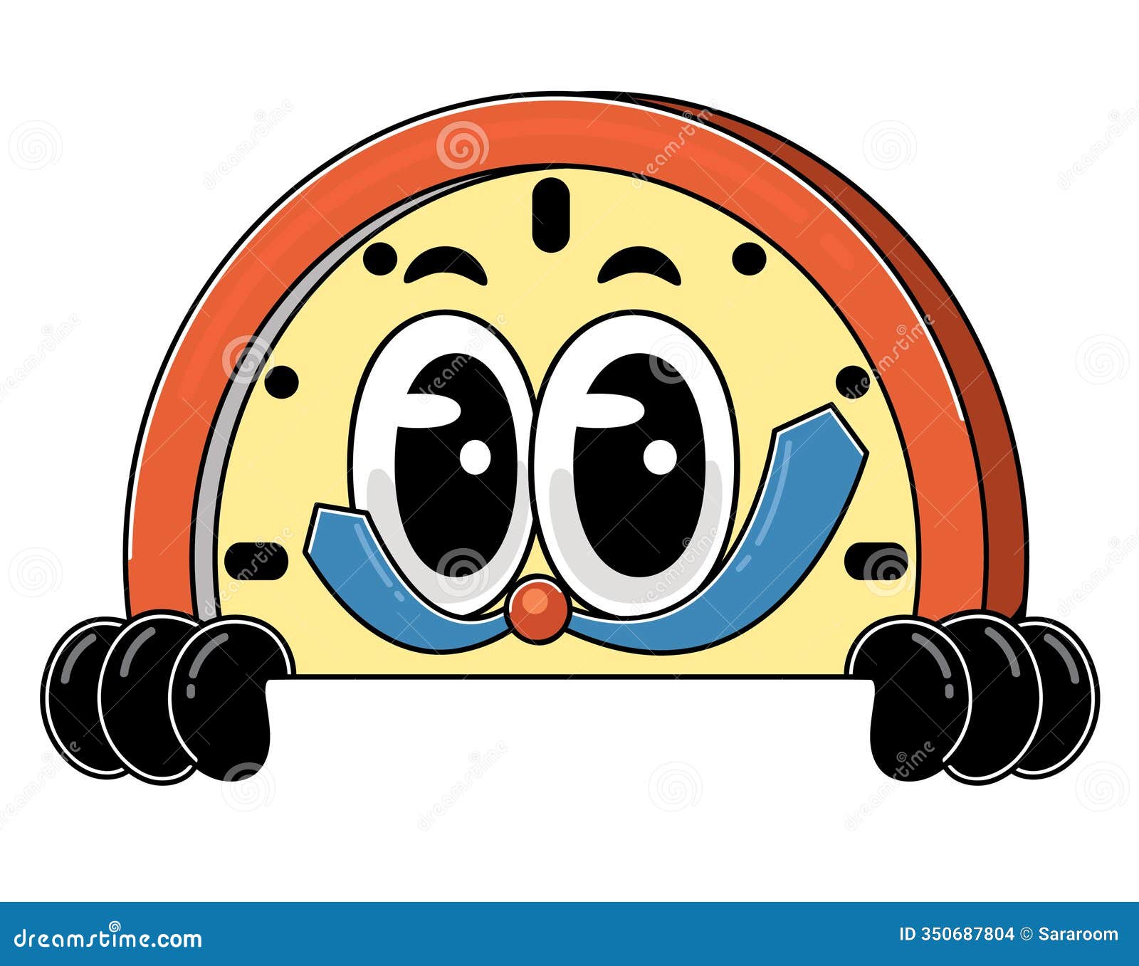 Curious Cartoon Clock Character Peeking Vector Illustration ...