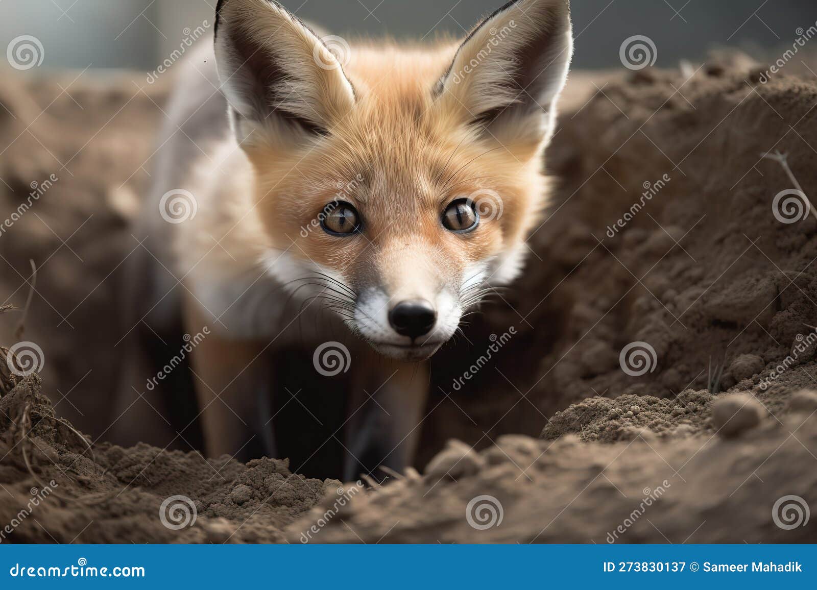 A Playful and Curious Baby Fox Exploring Its Den. Generative AI Stock ...