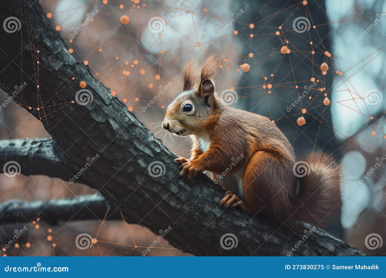 A Playful and Curious Squirrel in a Tree. Generative AI Stock ...