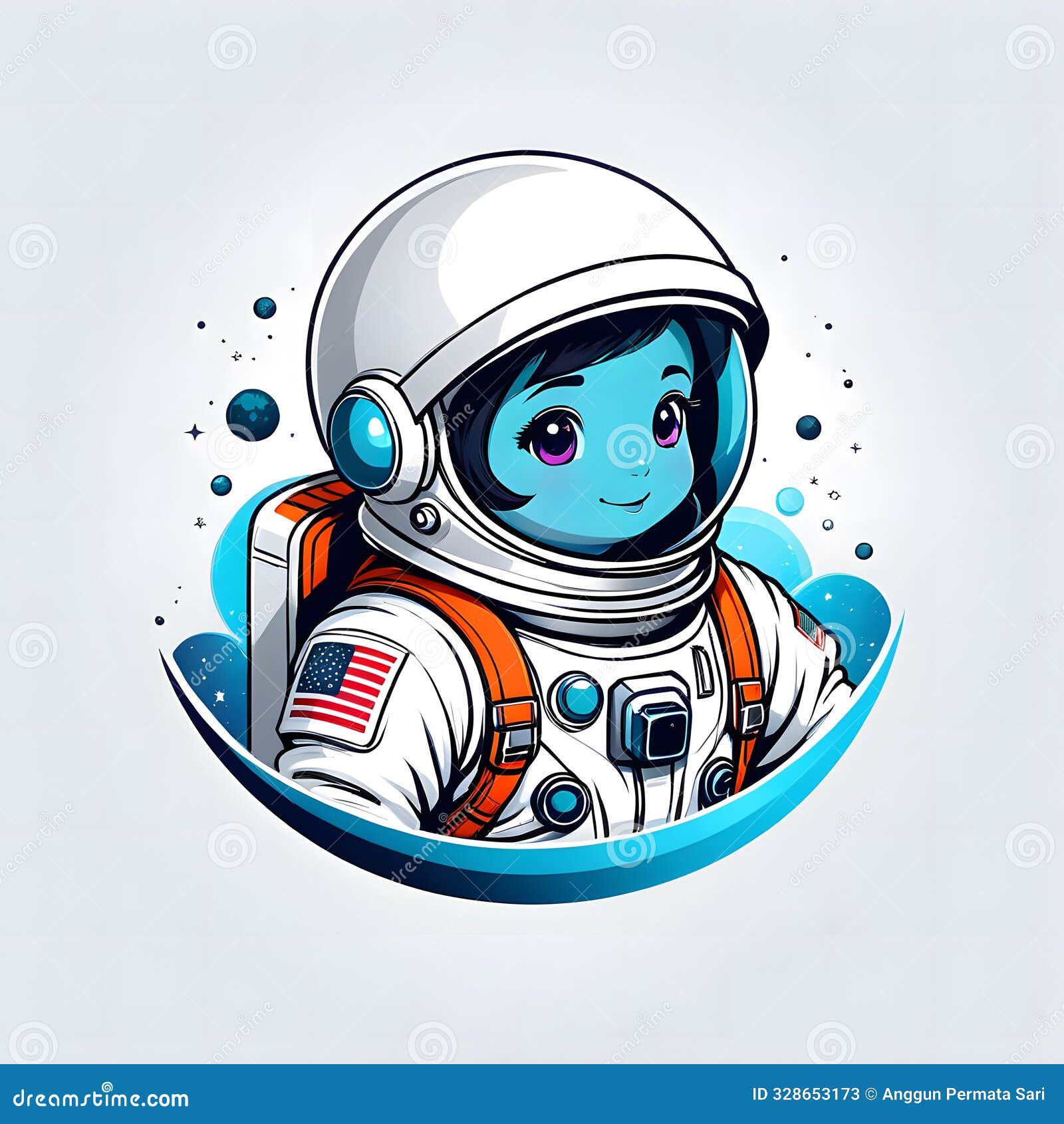 Playful And Cute Astronaut In A Bright Space Suit With A Plain White ...