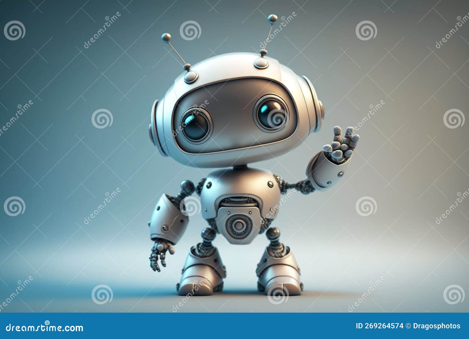Playful Cute and Happy Toy Robot Android 3d Rendering. Ai Generated ...