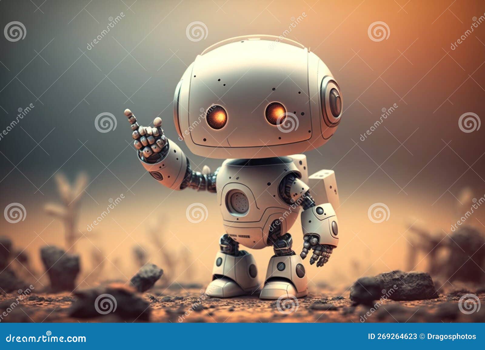 Playful Cute and Happy Toy Robot Android 3d Rendering. Ai Generated ...