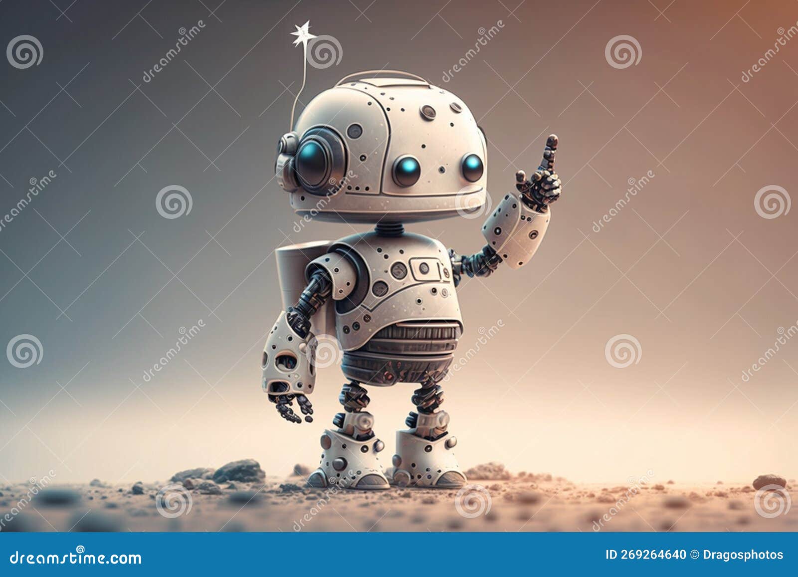 Playful Cute and Happy Toy Robot Android 3d Rendering. Ai Generated ...
