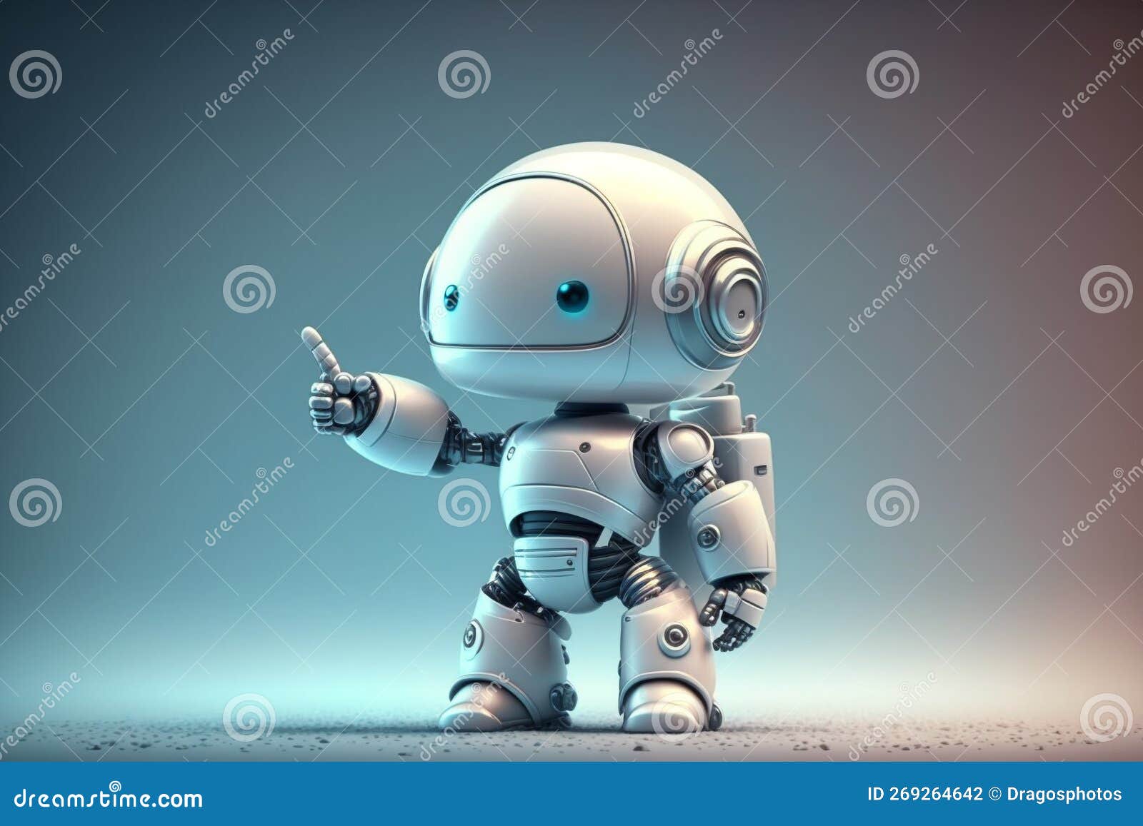 Playful Cute and Happy Toy Robot Android 3d Rendering. Ai Generated ...