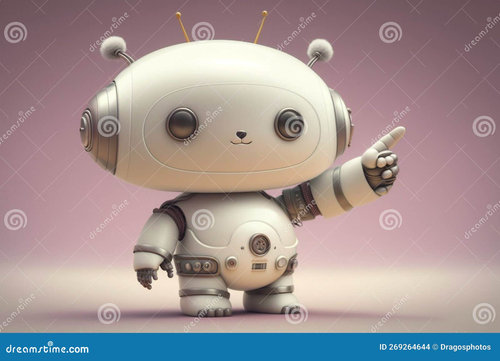 Playful Cute and Happy Toy Robot Android 3d Rendering. Ai Generated ...