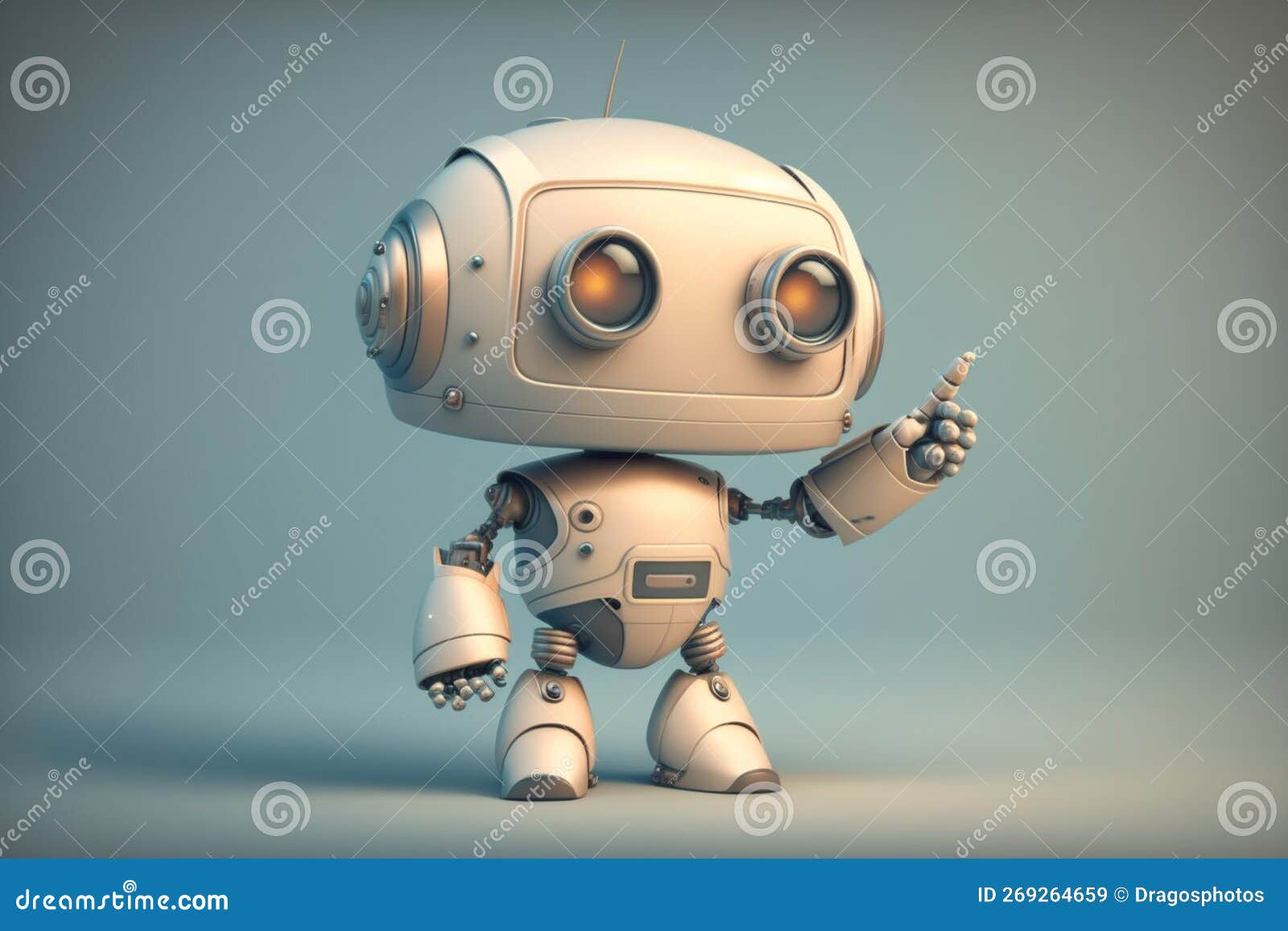 Playful Cute and Happy Toy Robot Android 3d Rendering. Ai Generated ...