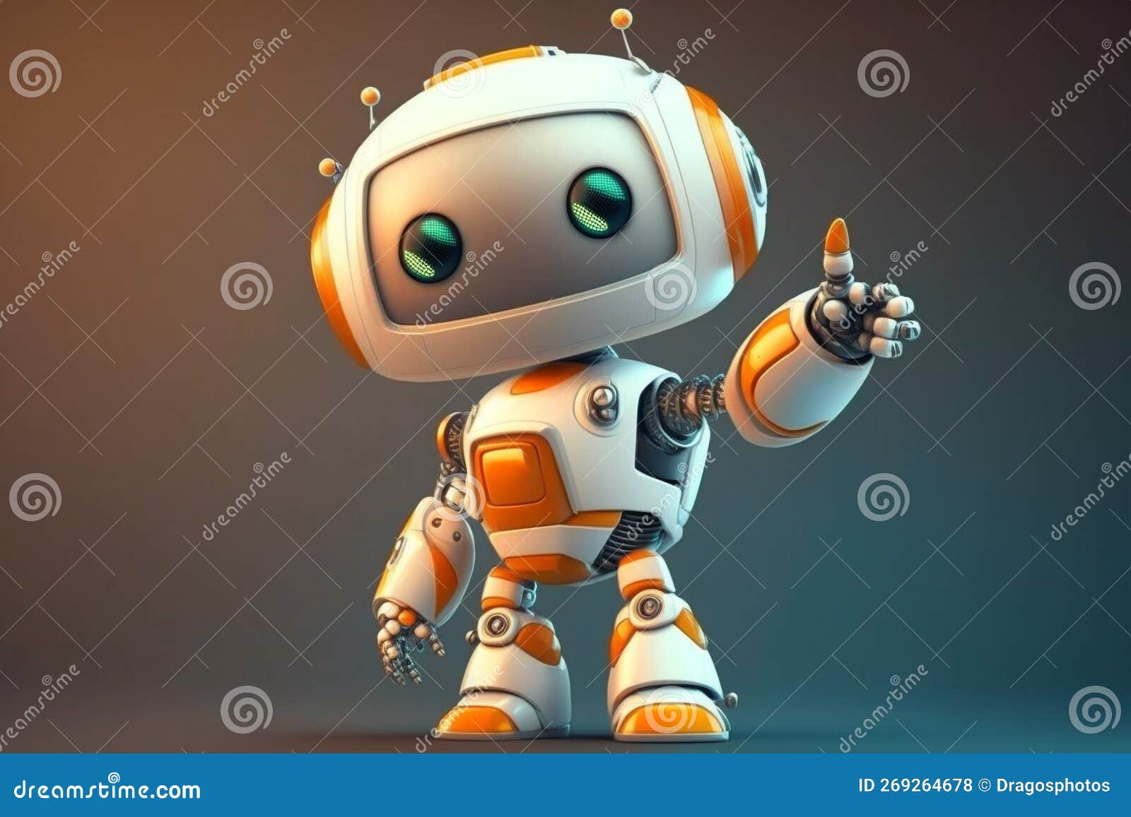 Playful Cute and Happy Toy Robot Android 3d Rendering. Ai Generated ...