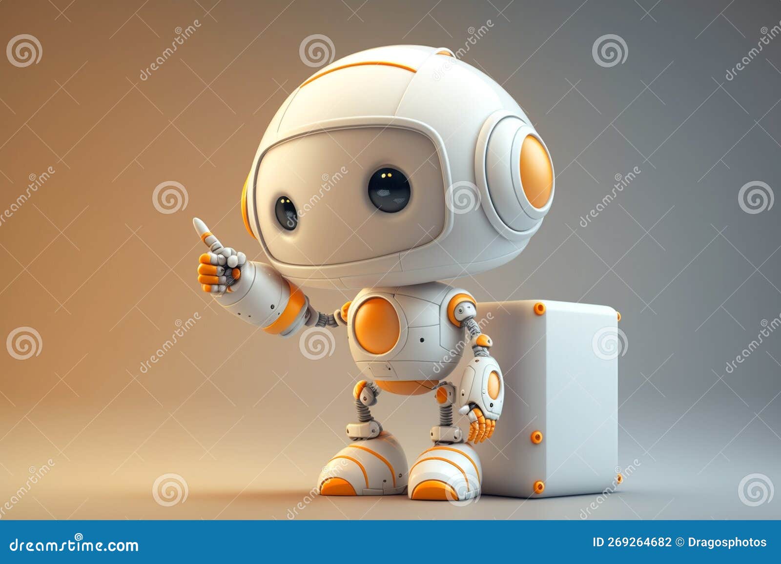Playful Cute and Happy Toy Robot Android 3d Rendering. Ai Generated ...