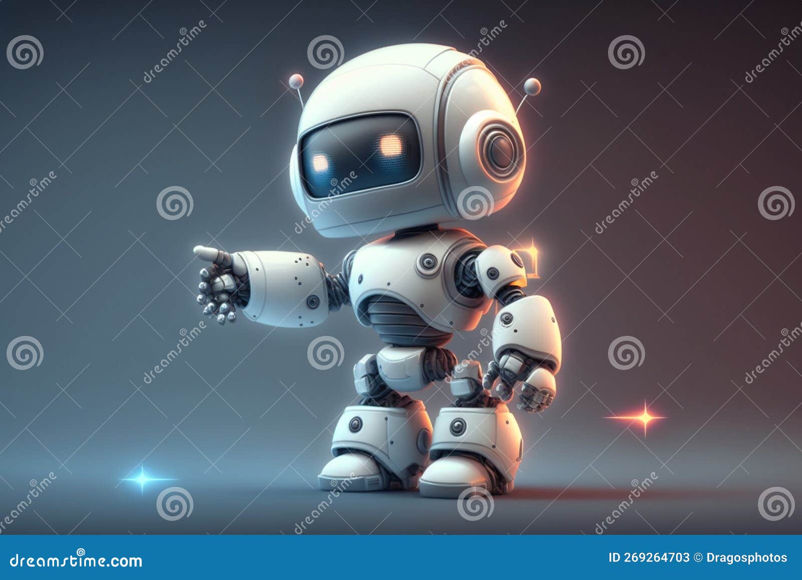 Playful Cute and Happy Toy Robot Android 3d Rendering. Ai Generated ...