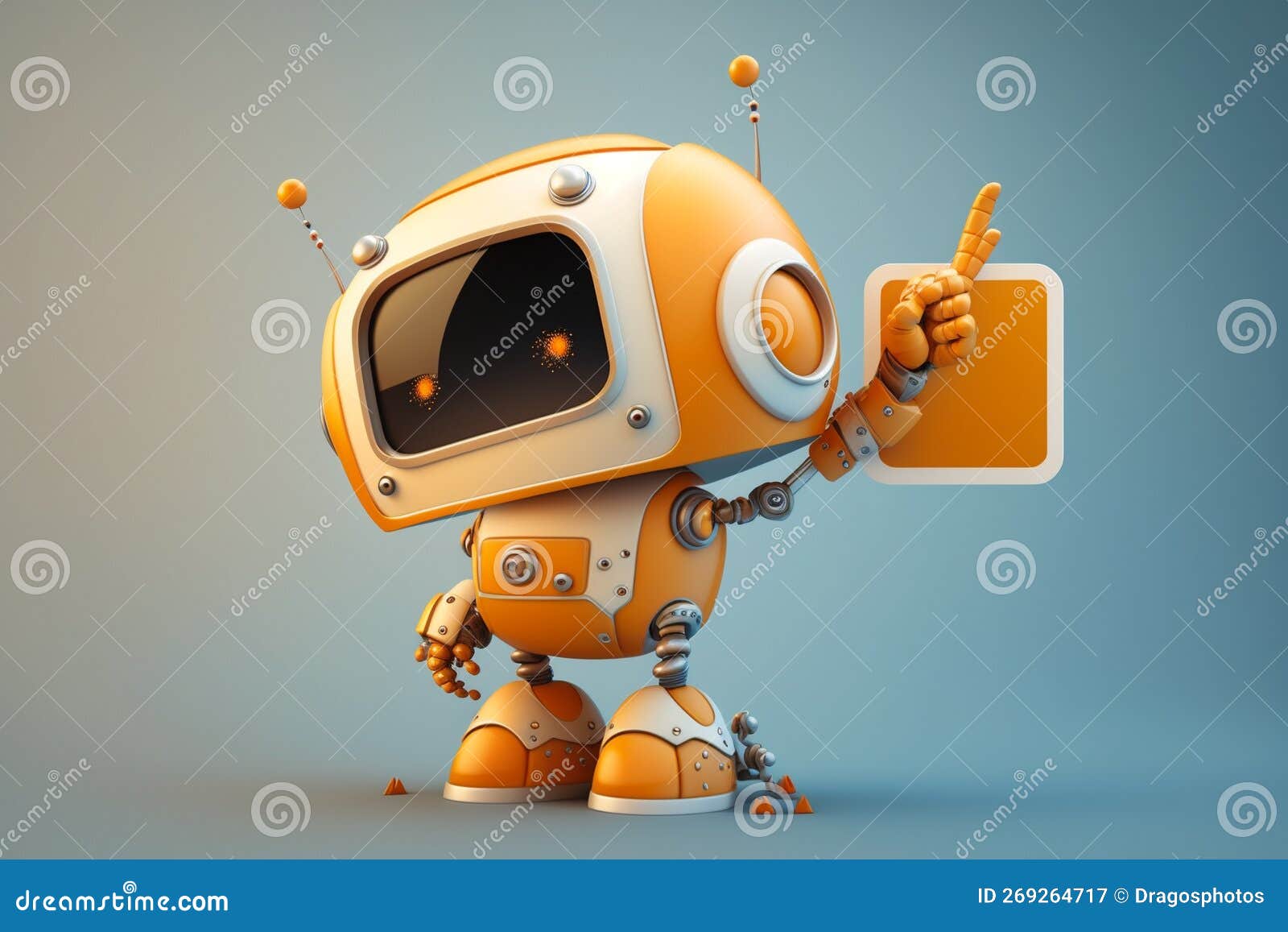 Playful Cute and Happy Toy Robot Android 3d Rendering. Ai Generated ...