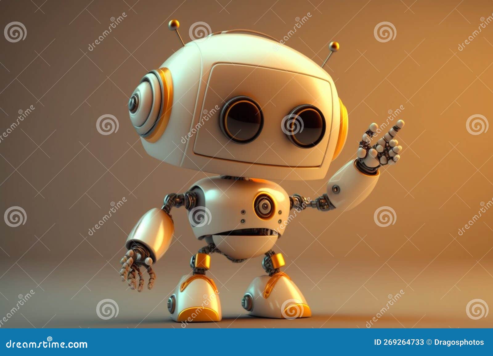 Playful Cute and Happy Toy Robot Android 3d Rendering. Ai Generated ...