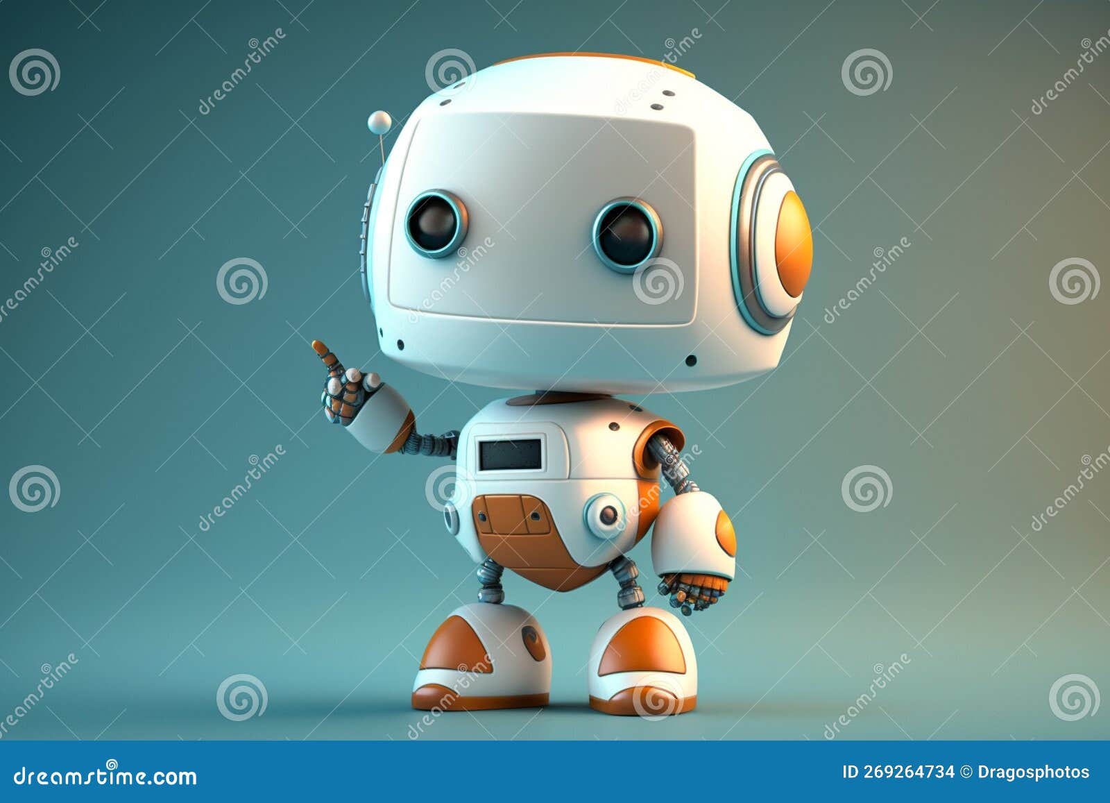Playful Cute and Happy Toy Robot Android 3d Rendering. Ai Generated ...