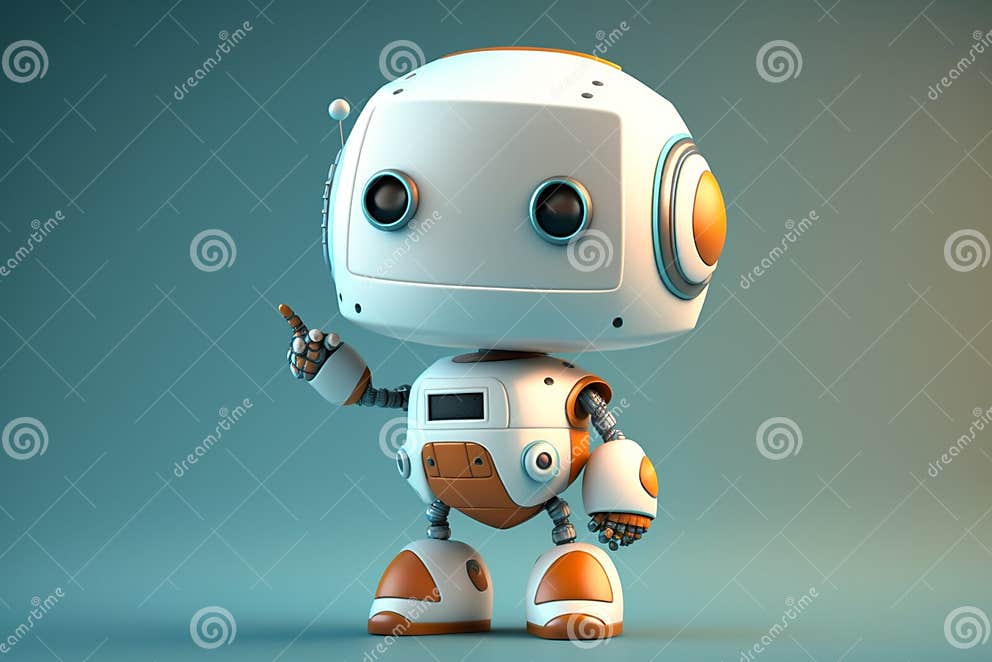 Playful Cute and Happy Toy Robot Android 3d Rendering. Ai Generated ...