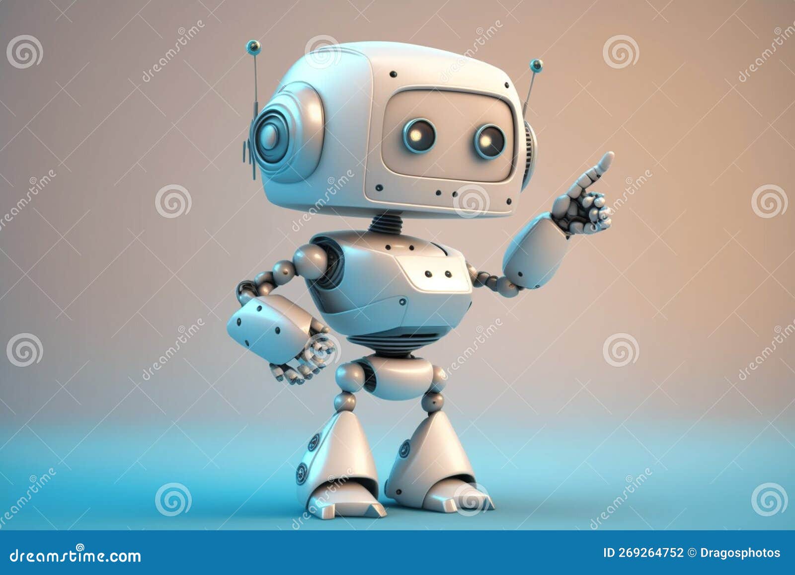 Playful Cute and Happy Toy Robot Android 3d Rendering. Ai Generated ...