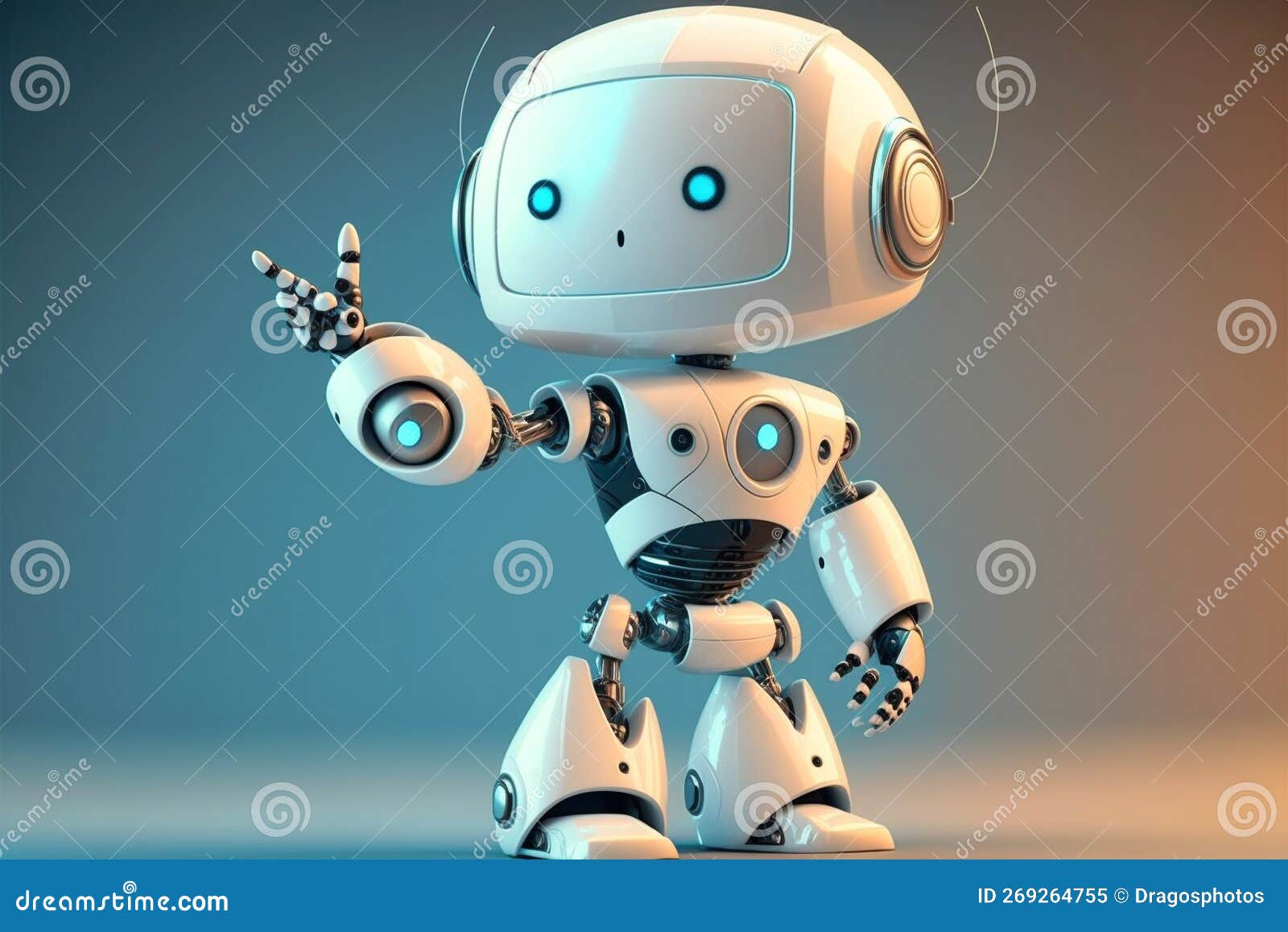 Playful Cute and Happy Toy Robot Android 3d Rendering. Ai Generated ...