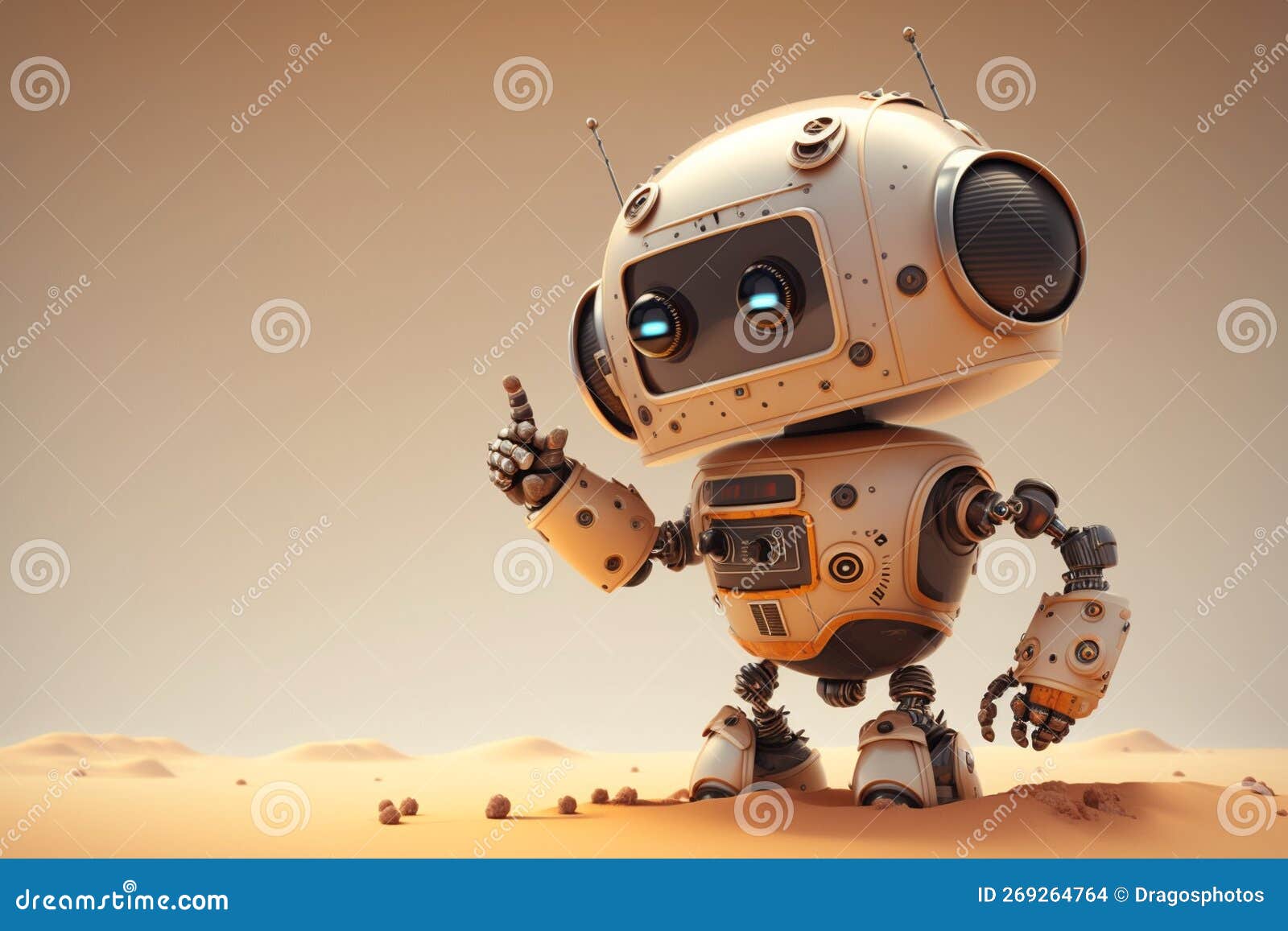 Playful Cute and Happy Toy Robot Android 3d Rendering. Ai Generated ...