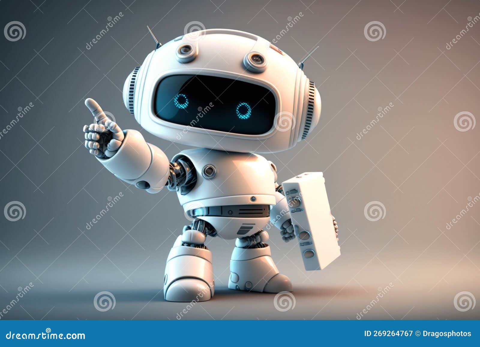Playful Cute and Happy Toy Robot Android 3d Rendering. Ai Generated ...