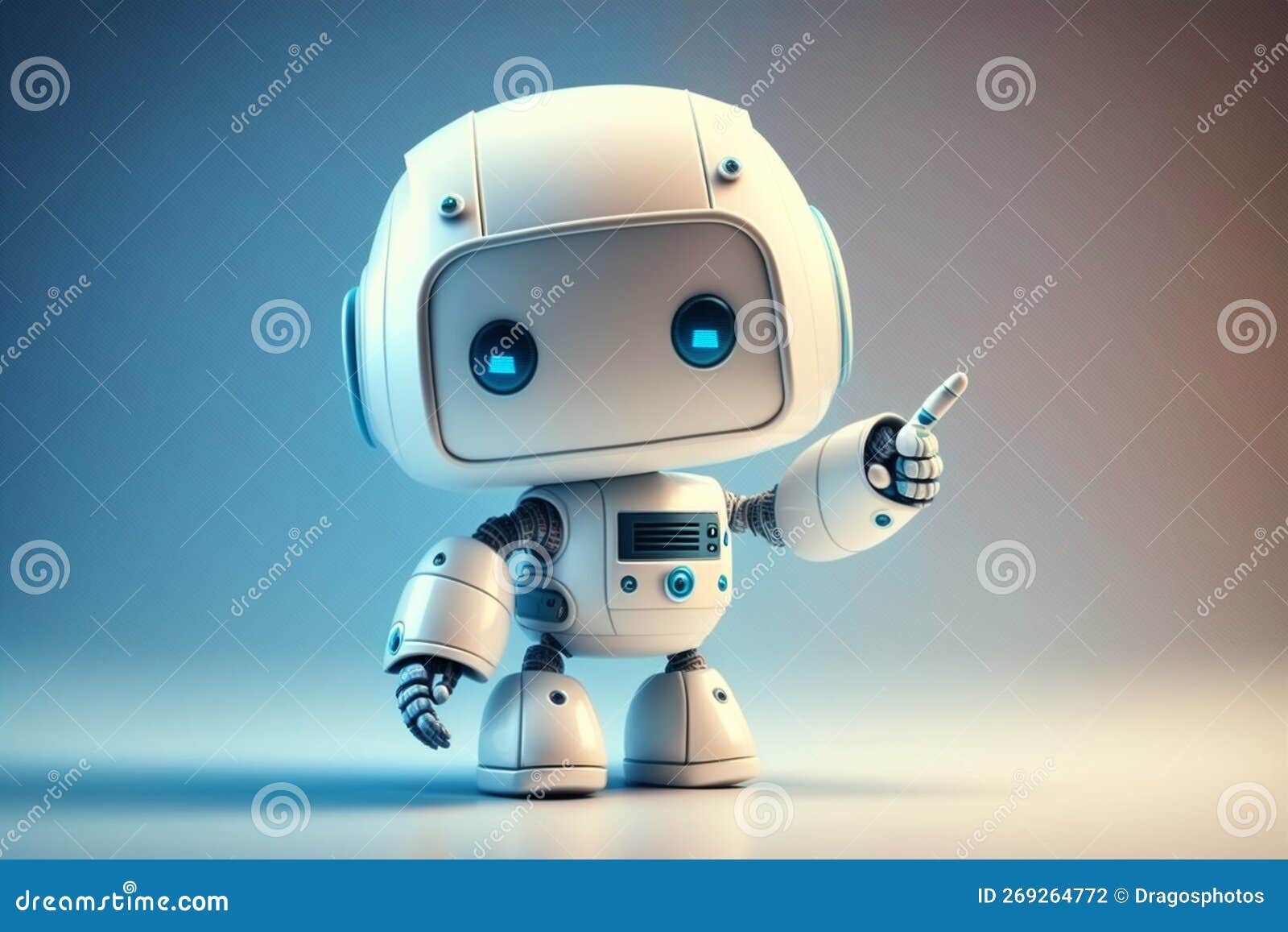 Playful Cute and Happy Toy Robot Android 3d Rendering. Ai Generated ...