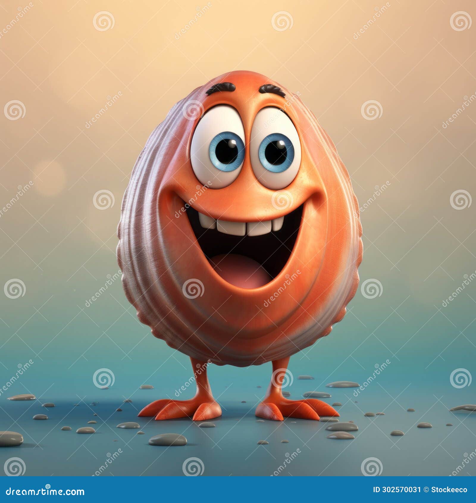 Playful 3d Animated Creature Smiley Orange Shell Stock Illustration ...