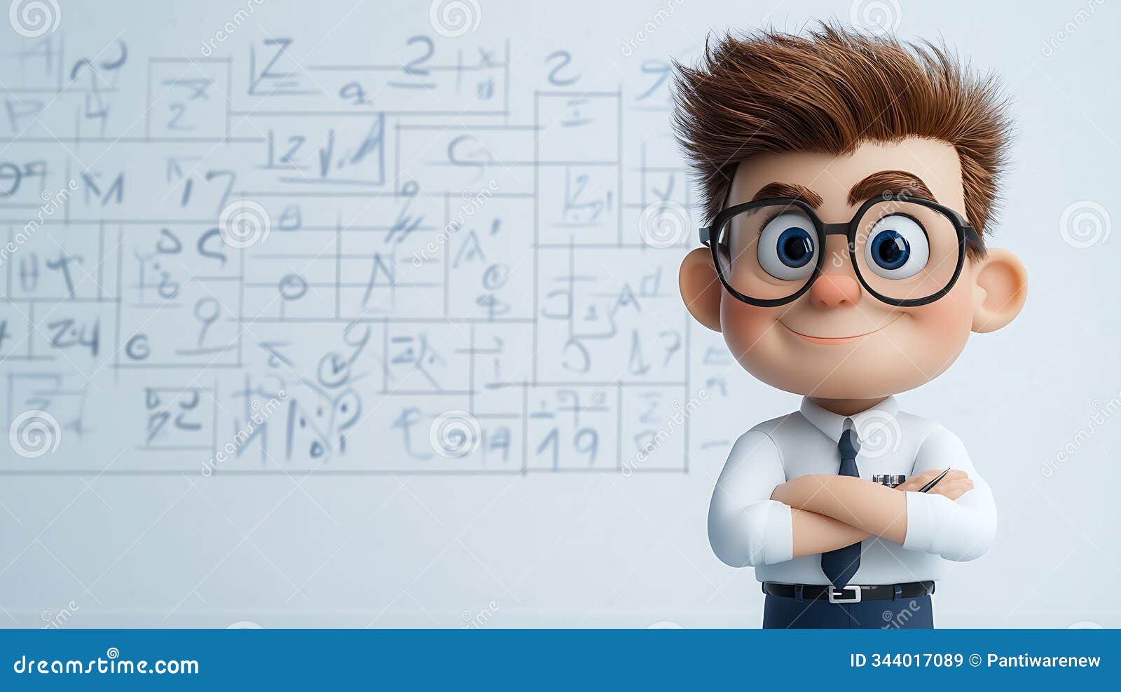 3D Character Of Mathematician Solving Equations Royalty-Free Cartoon ...
