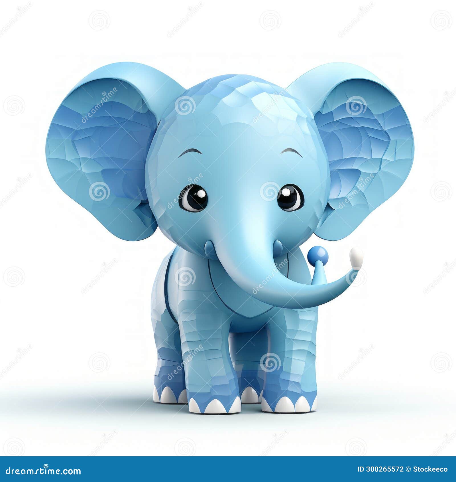 Playful 3d Elephant Icon - Blue Elephant Character Design Stock ...