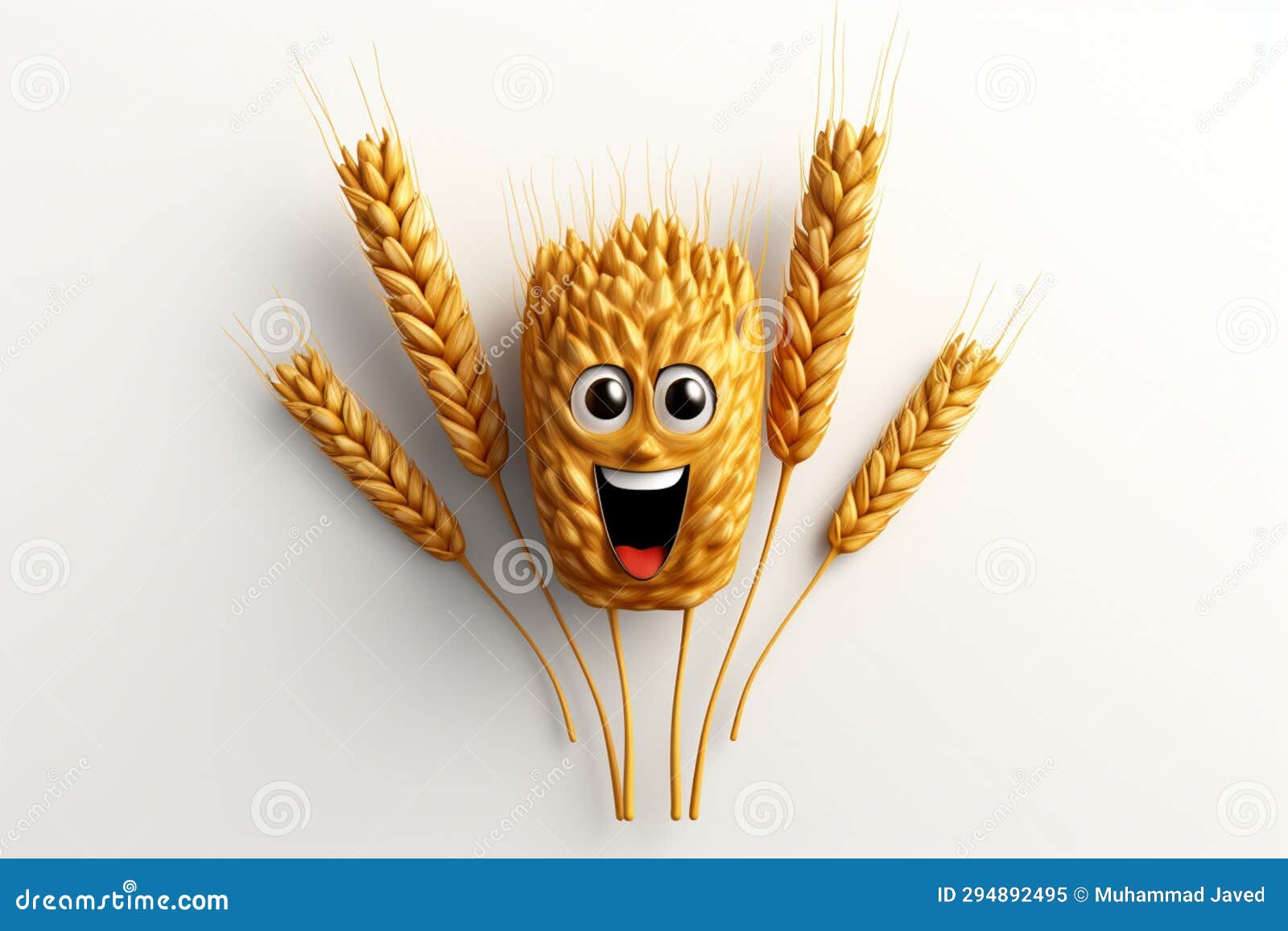Playful 3D Rendering of a Cartoon Wheat Character on a White Backdrop ...
