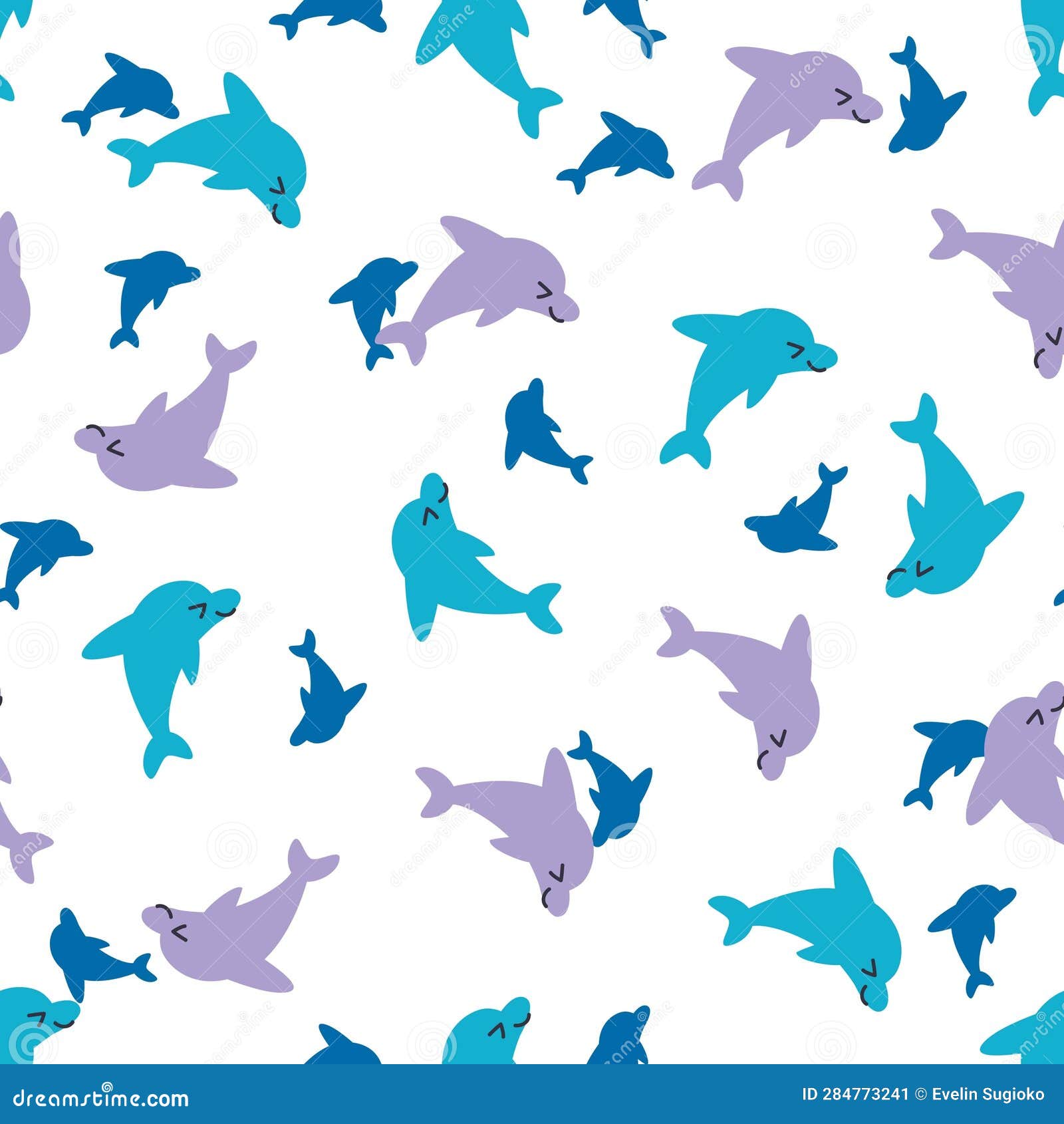 Playful Dancing Dolphins Waves Vector Seamless Pattern Stock Vector - Illustration of exotic ...