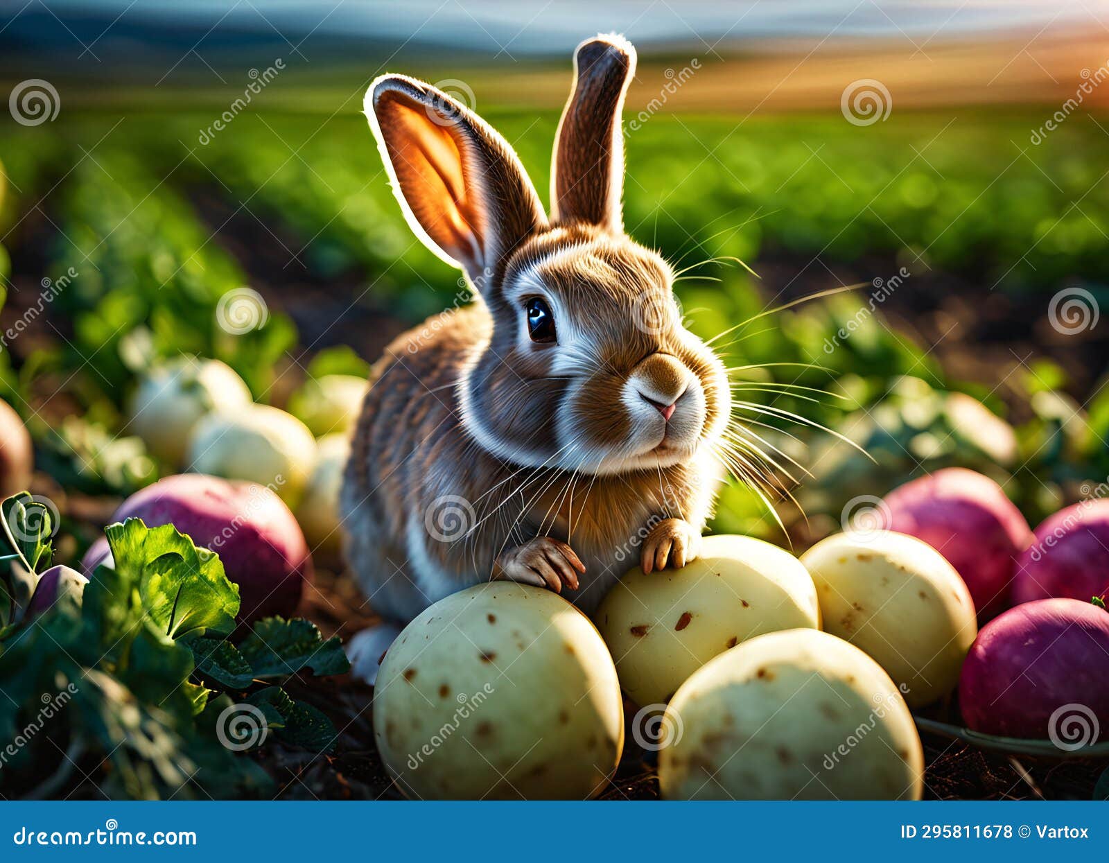 A Playful Day in the Turnip Field. a Young Rabbit S Adventure Stock ...