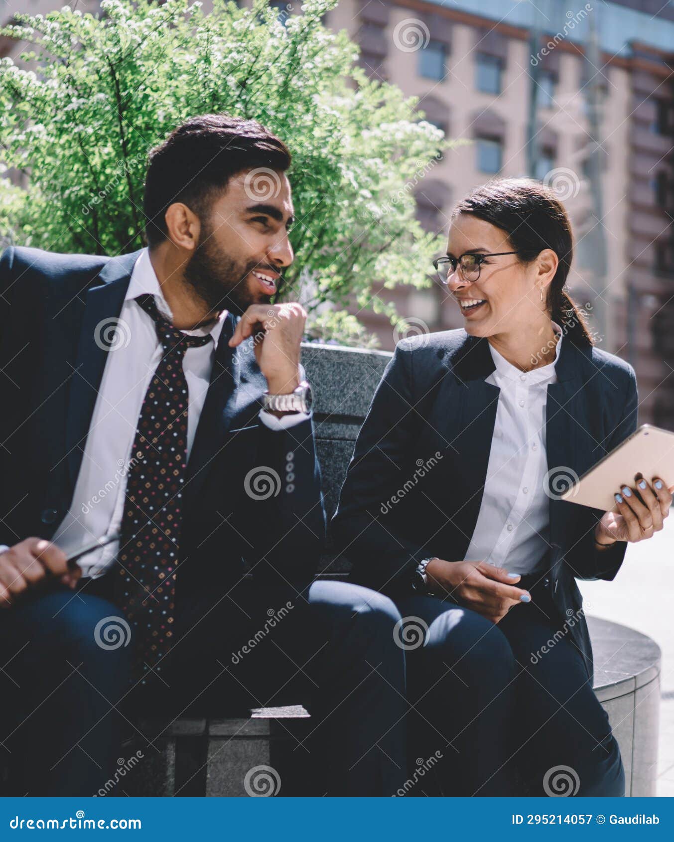 Playful Female Laughing with Partner in Street Stock Image - Image of ...